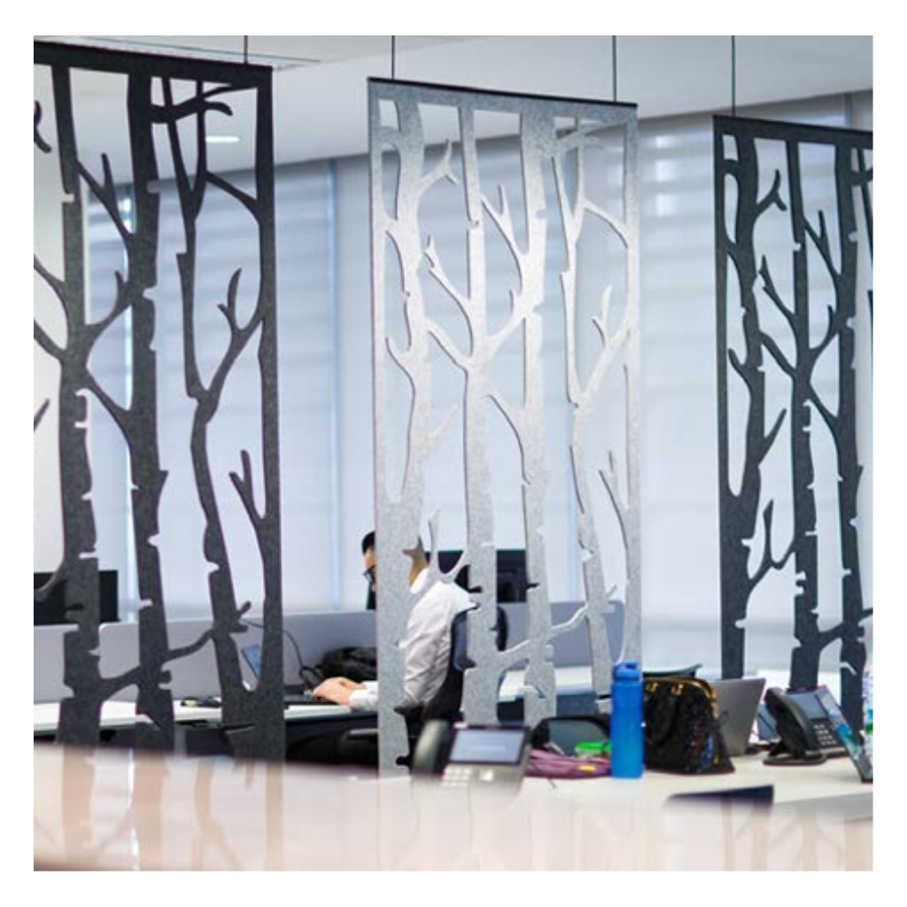 Office Ceiling Hanging Carved Acoustic Screens NZ – Workspace Direct